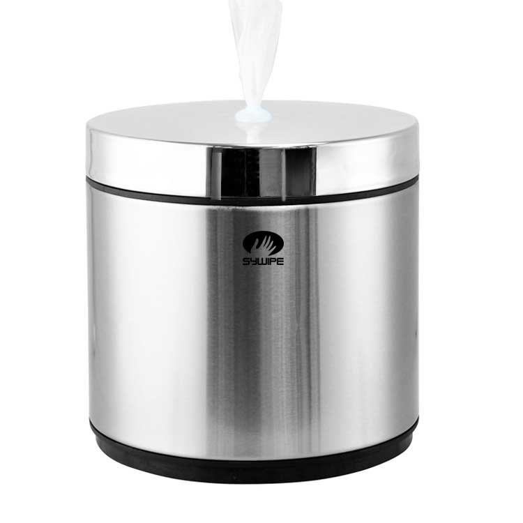 Gym Wipes Dispenser with Trash Can | Stainless Steel Stand