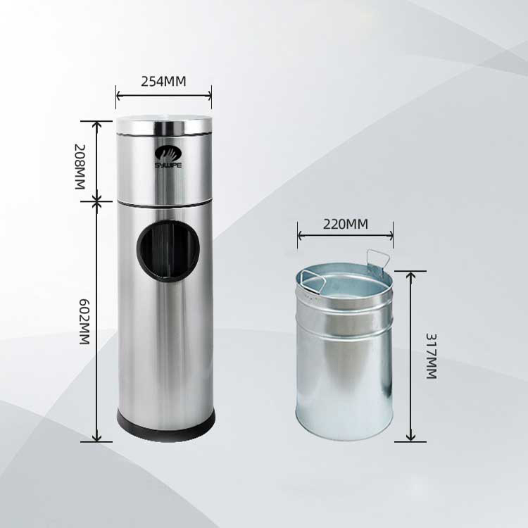 Gym Wipes Dispenser with Trash Can | Stainless Steel Stand